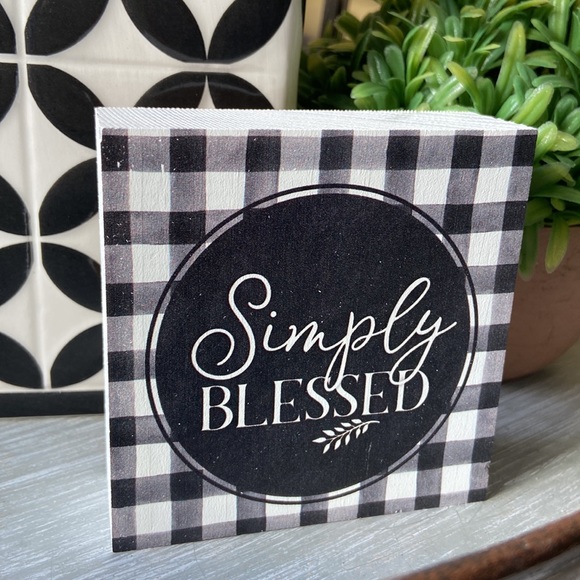 Accents | New Modern Farmhouse Black White Buffalo Check Simply Blessed ...